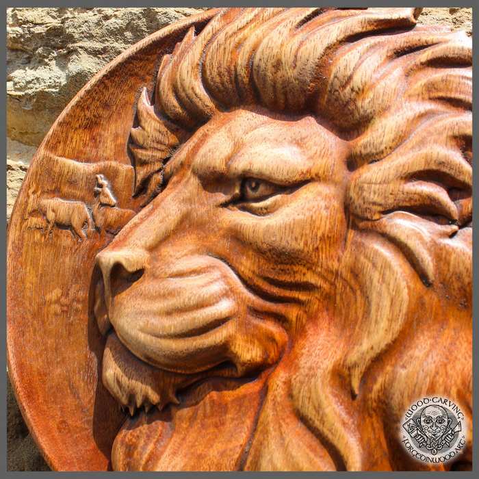 Lion Wood Carving Wall Hanging - Forged in Wood