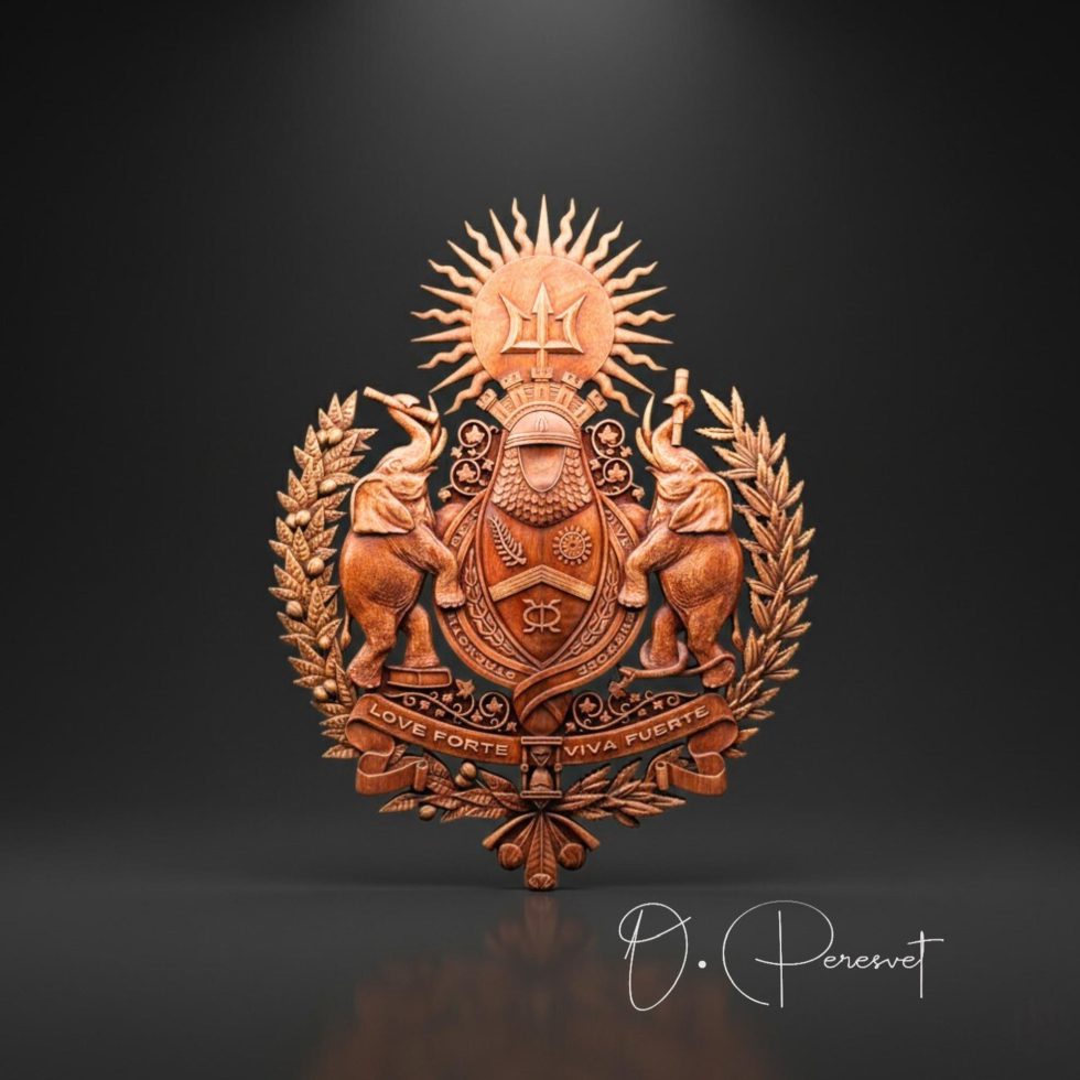 Custom Family Crest with Elephants, Bespoke Sun Heraldry, Personalized ...
