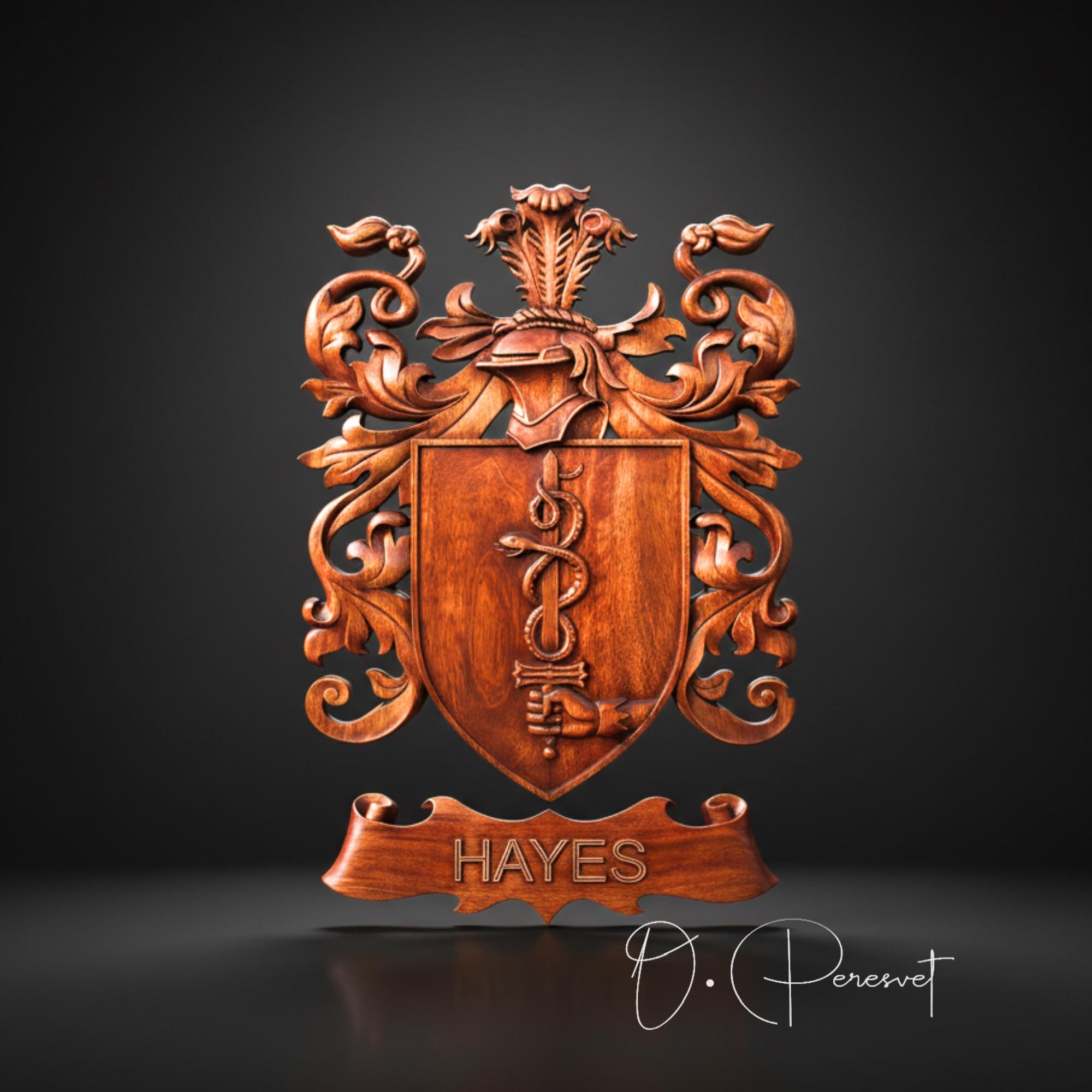 Custom Wood Carved Family Coat of Arms, Heraldic Crest Decor - Forged ...
