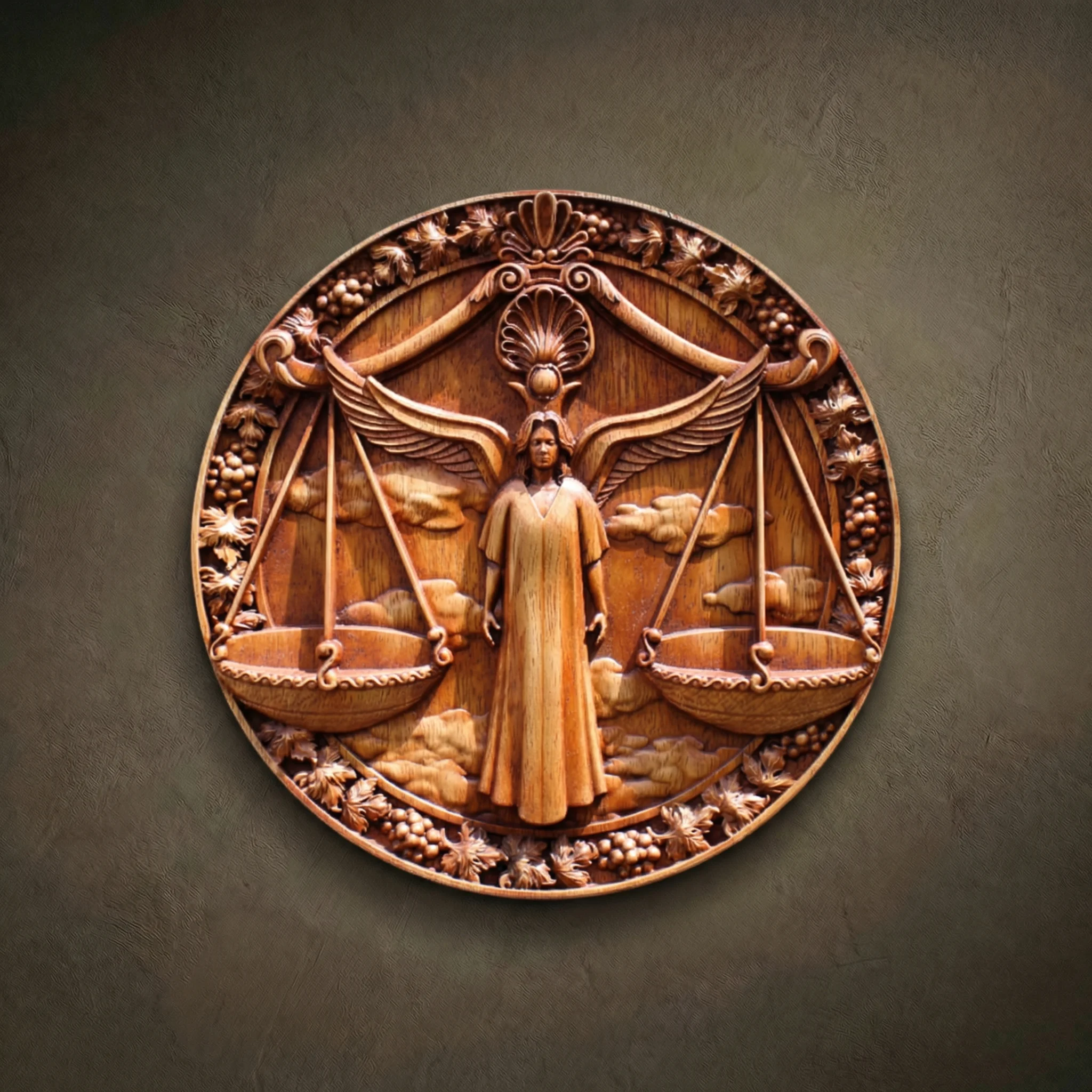 Libra Zodiac Wood Carving, Horoscope Wall Art, Iroko Wood Plaque ...